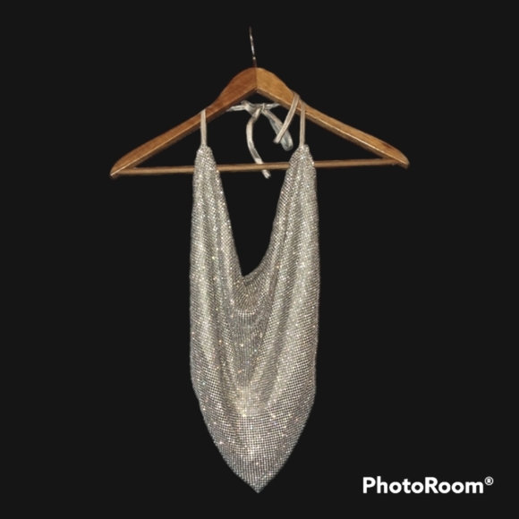 Better Be | Tops | Y2k Silver Sparkle Bead Chainmail Backless Summer ...